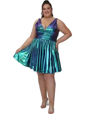 SYDNEY'S CLOSET Iridescent A-line Party Dress - Peacock