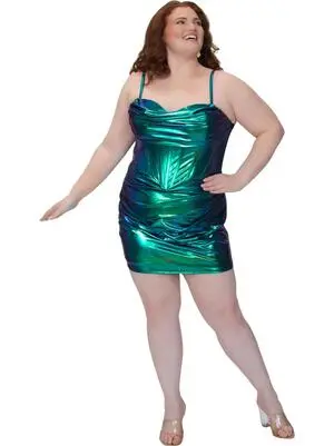 SYDNEY'S CLOSET Iridescent Corset Bodycon Mini Dress - Peacock