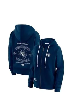 WEAR BY ERIN ANDREWS Minnesota Timberwolves Vintage Full-zip Raglan Hoodie - Navy