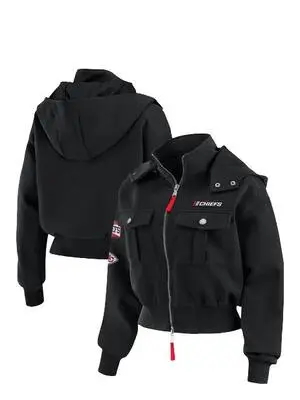 WEAR BY ERIN ANDREWS Kansas City Chiefs Patch Pocket Bomber Jacket - Black