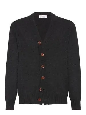 Brunello Cucinelli Cashmere Rib-knit Cardigan - Black