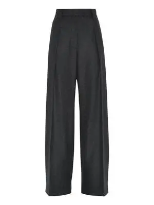 Brunello Cucinelli Virgin Wool Pleated Wide-leg Trousers - Black