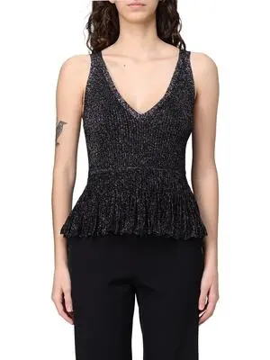 Moschino Sleeveless V-neck Peplum Top - Black