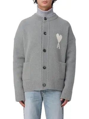 Ami Appliqued Buttoned Sweater - Grey
