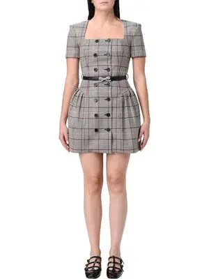SELF-PORTRAIT Plaid Mini Dress - Brown