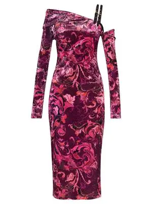 Versace Floral Off-shoulder Midi Dress - Pink