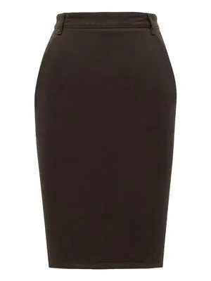 Saint Laurent Back Slit Skirt - Brown