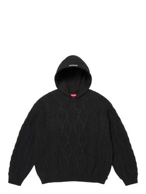 Supreme Cable Knit Hooded Sweater - Black