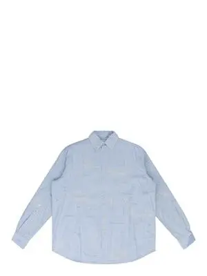 WHO DECIDES WAR BY EV BRAVADO Gathered Fray Button-down Shirt - Blue