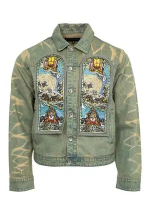 WHO DECIDES WAR BY EV BRAVADO Unfurled Cropped Denim Jacket - Blue