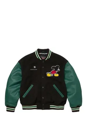 Supreme X Number Ine X Mickey Mouse Varsity Jacket - Black