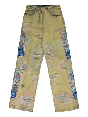 WHO DECIDES WAR BY EV BRAVADO Embroidered Relaxed Fit Jeans - Multicolor
