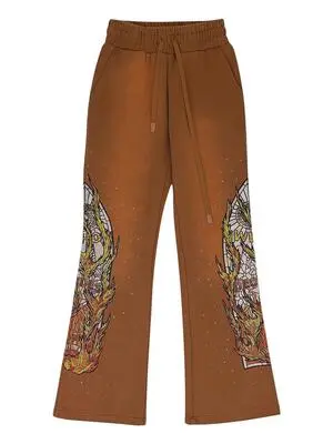 WHO DECIDES WAR BY EV BRAVADO Flame Glass Sweatpants - Brown