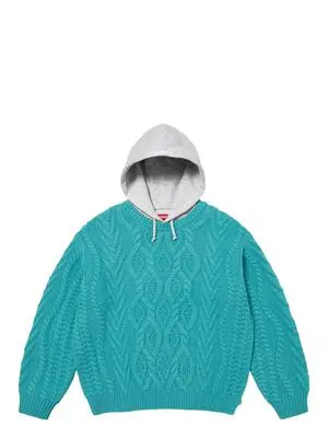 Supreme Cable Knit Hooded Sweater - Teal | Editorialist