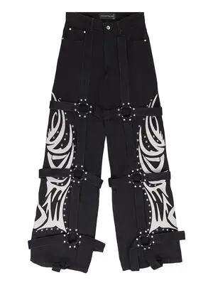 WHO DECIDES WAR BY EV BRAVADO Winged Logo Bondage Pants - Black