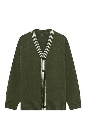 The Kooples V-neck Striped Wool-blend Cardigan - Green