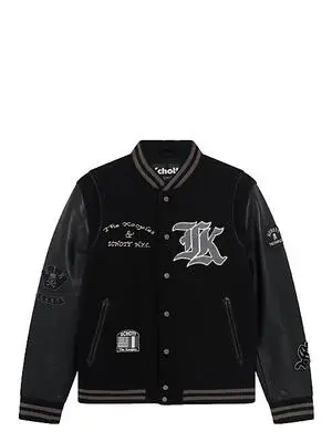 The Kooples X Schott Nyc Leather Varsity Jacket - Black