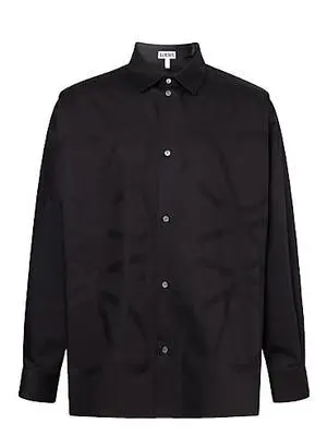 Loewe Anagram Long-sleeve-cotton Shirt - Black