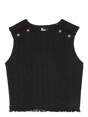 The Kooples Stretch-tweed Sleeveless Top - Black
