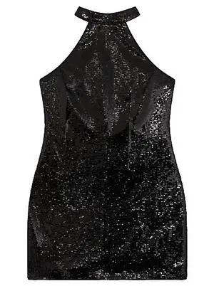 The Kooples Halterneck Sequin-embellished Mini Dress - Black