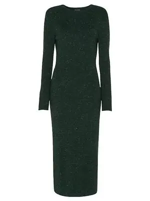 Whistles Sparkle-knit Midi Dress - Dark Green