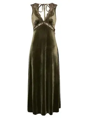 OMNES Aurelia Velvet Maxi Dress - Pear Green