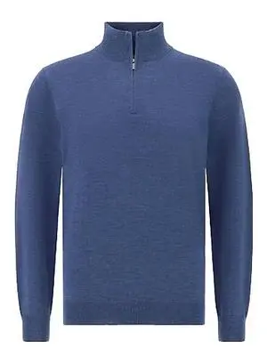 Boggi Milano Half-zip Merino Wool Jumper - Indigo