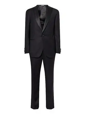 Corneliani Notched-collar Single-breasted Wool Tuxedo Suit - Black