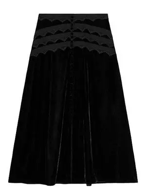THE KOOPLES Stretch-Velvet Skirt With Braided Lace Detail