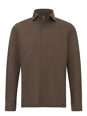 Boggi Milano Long-sleeved Cotton-blend Polo Shirt - Brown