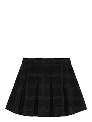 The Kooples Pleated Checked Mini Skirt - Navy