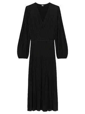 The Kooples Woven Maxi Dress - Black/black Shiny