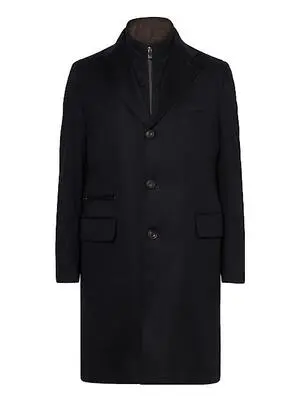 Corneliani Notched-collar Long-sleeve Cashmere Overcoat - Black