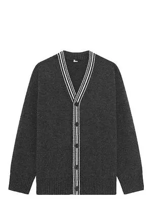 The Kooples V-neck Striped Wool-blend Cardigan - Grey