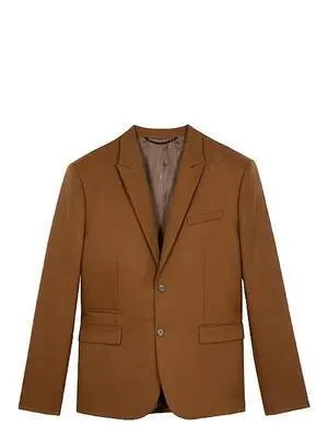 The Kooples Notched-collar Single-breasted Wool Blazer - Tabacco