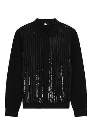 The Kooples Sequin-embellished Knitted Cardigan - Black