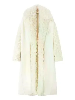 Ermanno Scervino Cable-knit Shearling Coat - White