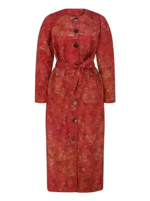 MARKARIAN Tilda Brocade Coat With Rounded Sleeves - Red