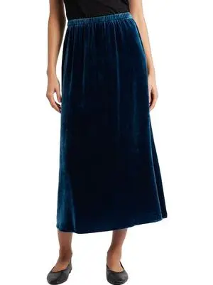 Eileen Fisher Velvet Midi A-line Skirt - Atlantis