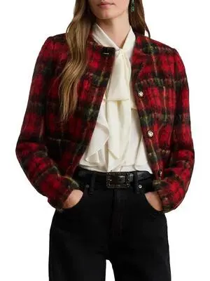 Ralph Lauren Plaid Crop Jacket - Red/black/yellow Multi