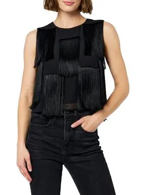 CIEBON Zinnia Fringe Sleeveless Top - Black