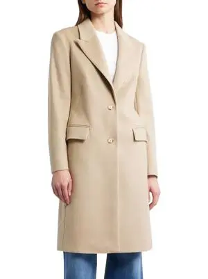 BOSS Classic Wool Coat - Light Beige