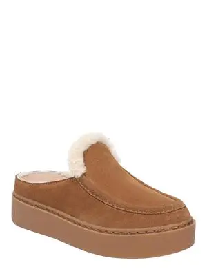 FAVORITE DAUGHTER Sunny Shearling Lined Platform Clog Brown Sugar
