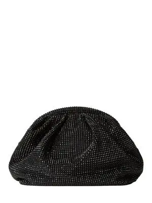 Lafayette 148 New York Rhinestone Embellished Suede Clutch - Black