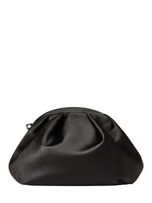 Lafayette 148 New York Satin Pochette Clutch With Rhinestone Strap - Black