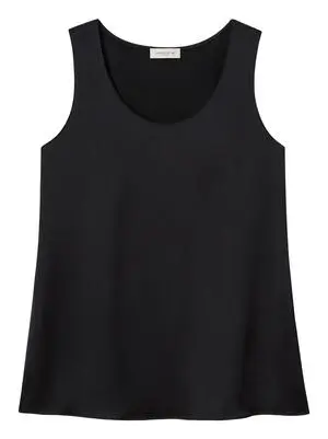 Lafayette 148 New York Satin Sleeveless Scoop Neck Blouse - Black