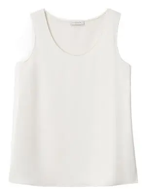 Lafayette 148 New York Satin Sleeveless Scoop Neck Blouse - Cloud