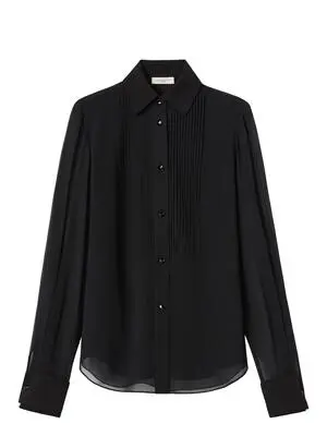 Lafayette 148 New York Silk Georgette Blouse With Swarovski Crystals - Black