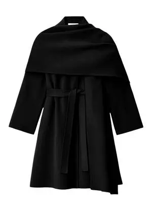 Lafayette 148 New York Wool Cashmere Belted Poncho Coat - Black