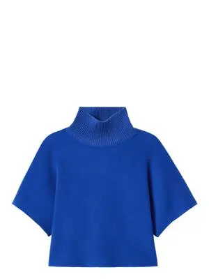 Lafayette 148 New York Wool-cashmere Funnel Neck Top - Galaxy Blue